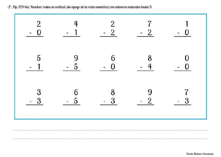 🔢 Restar en Horizontal Sin Llevar con Números hasta 999 🔢