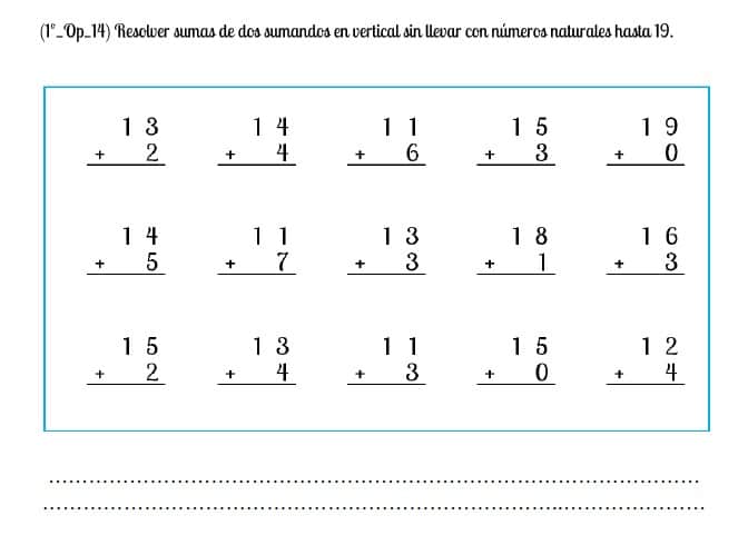 💙 SUMAR DEL 0 AL 19 💙 Primero de Educación Primaria (6 años)