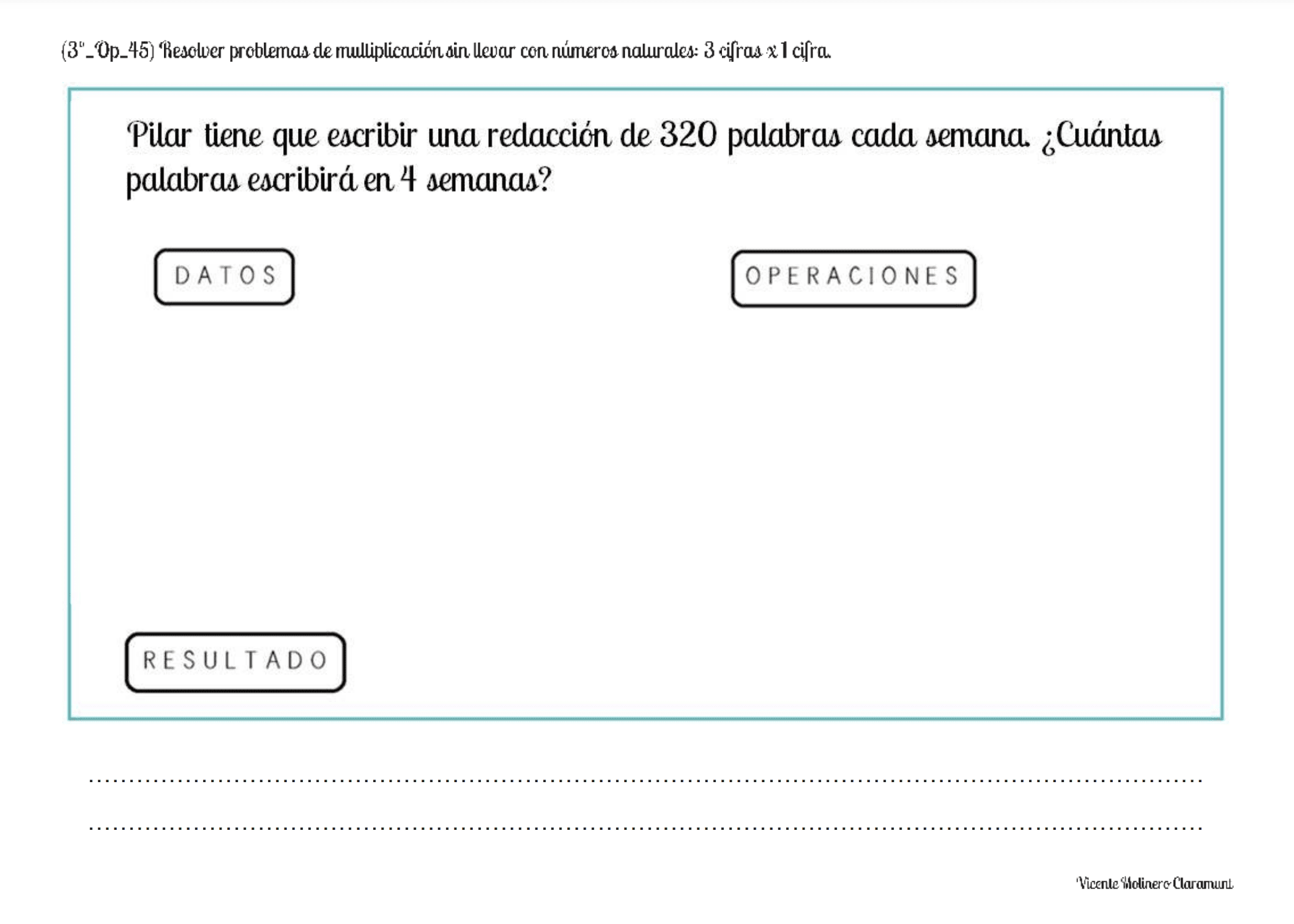 Hoja De Trabajo Con Problemas De Palabras De Multiplicación Y División