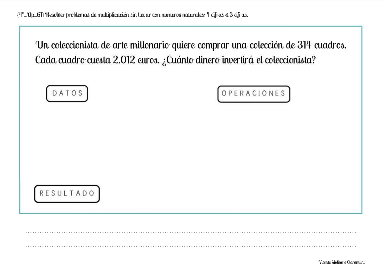 🔢 Problemas Multiplicar 2 Cifras por 1 Cifra (Llevando) 🔢 PDF